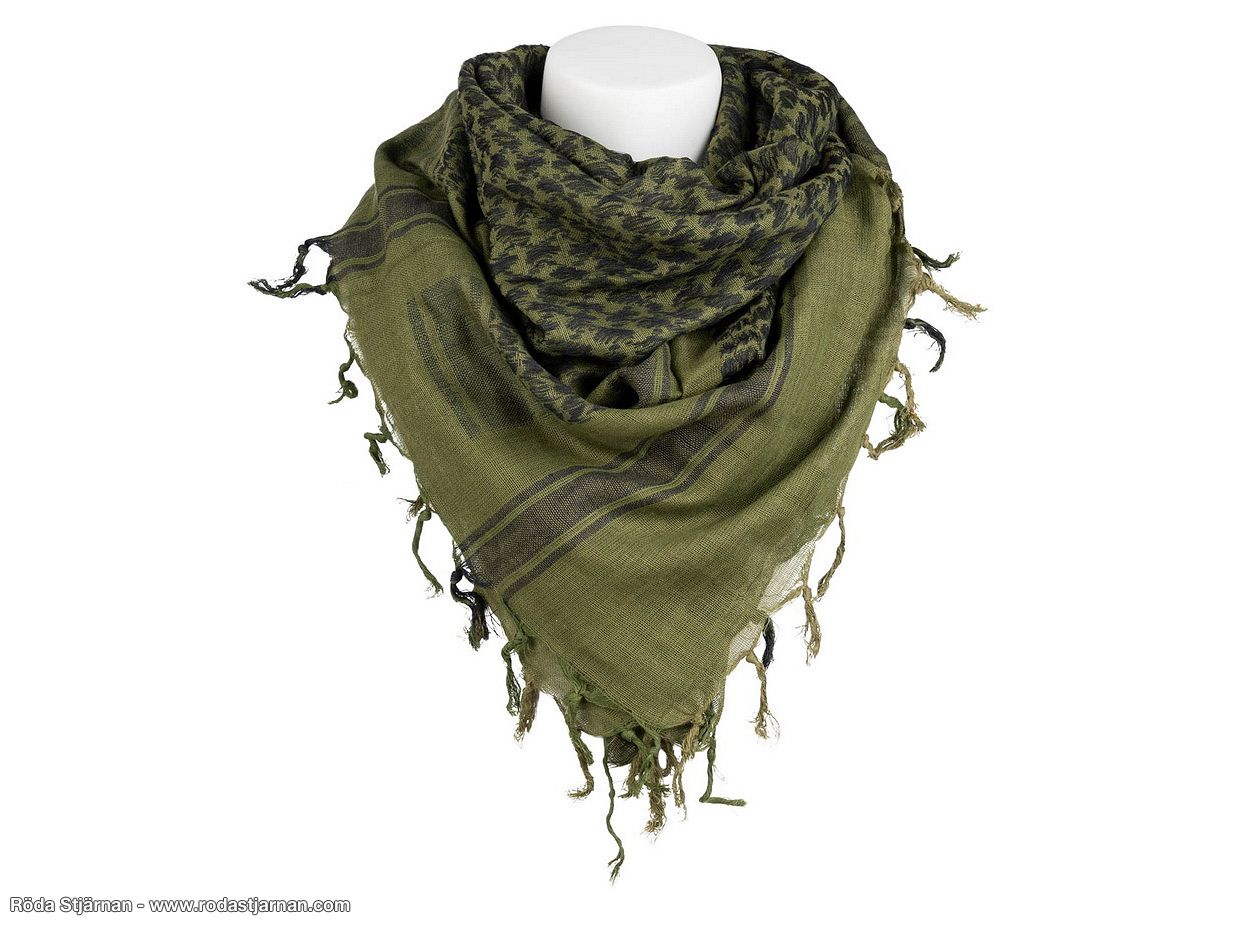 Buy Palestinasjal grön och svart finvävd keffiyeh i bomull